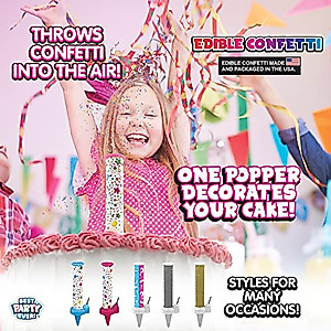 BEST PARTY EVER! Confetti Candle Cake Topper, Shower Your Cake in Edible Confetti Sprinkles, Fun Way to Celebrate Birthdays, Parties and More, 2-Pack, Pink