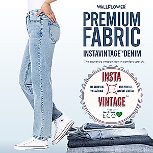 WallFlower Women's Dad Denim High-Rise Insta Vintage Juniors Jeans, Carbon, 0