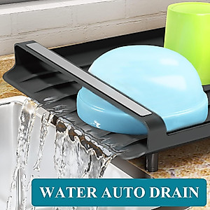 Extendable Dish Drying Rack,Space-Saving Multifunctional Compact Dish Racks for Kitchen Counter,in Sink Small Dish Drying Rack, Auto-Drain Stainless Steel Dish Strainers with Utensil Caddy (White)