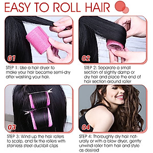 Hair Curlers Rollers, 12Pcs Hair Rollers Hair Curlers Self Grip Holding Rollers with 12 Pcs Hair Clips for Long Medium Short Thick Fine Thin Hair Bangs Volume