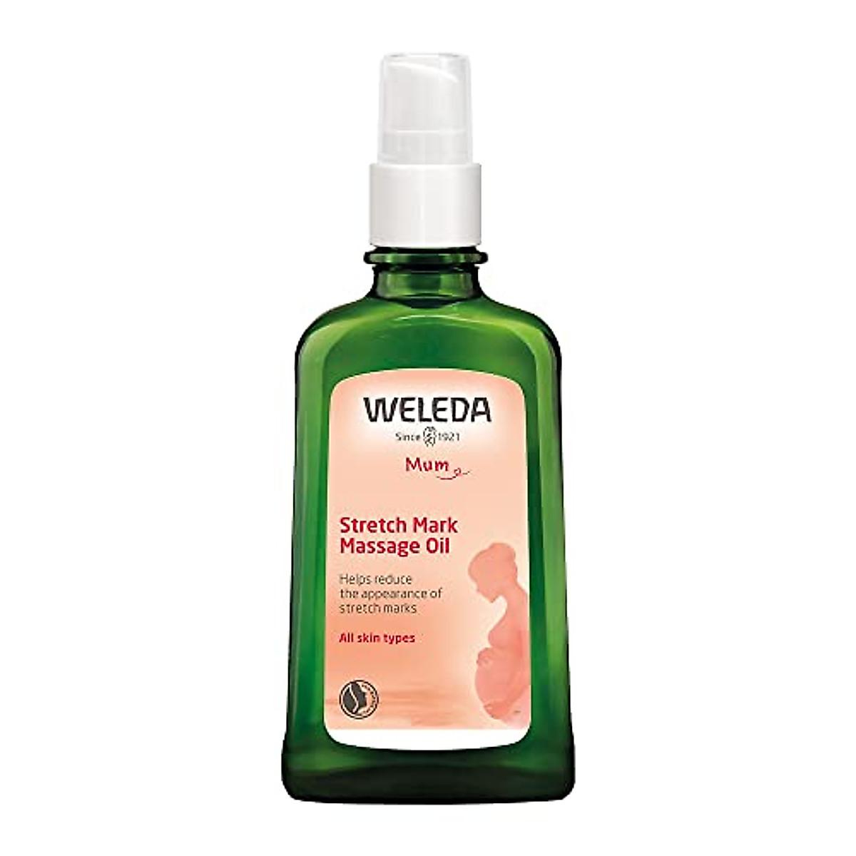 Weleda Stretch Mark Pregnancy Massage Oil, 3.4 Fluid Ounce, Plant Rich Oil with Vitamin E, Sweet Almond, Jojoba and Arnica Oils