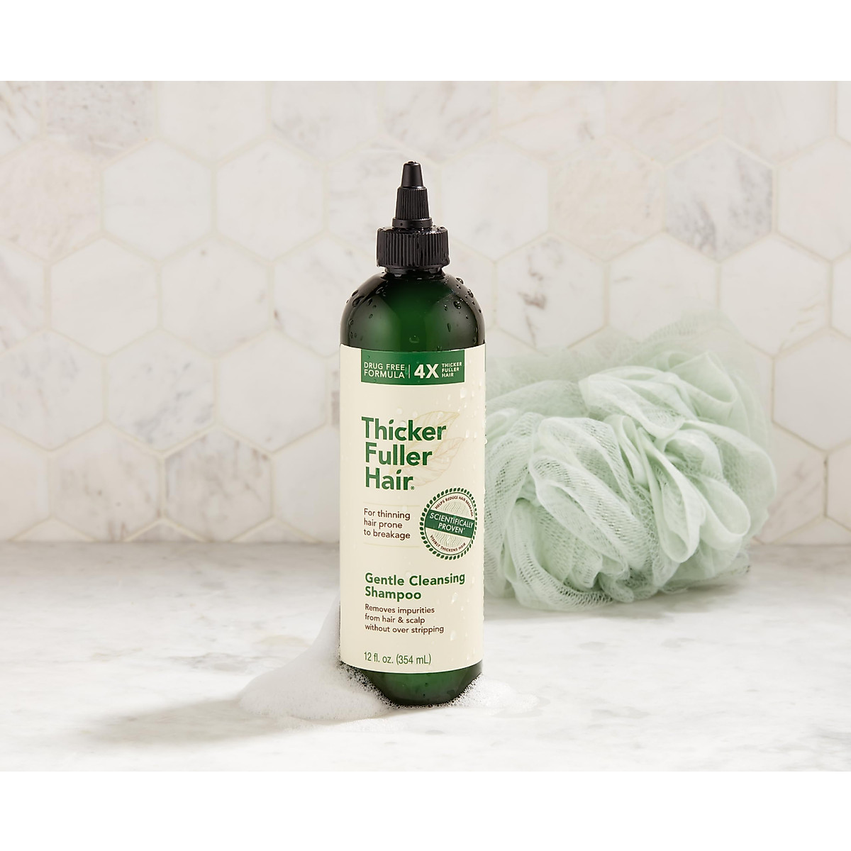 Thicker Fuller Hair Gentle Cleansing Shampoo - Hair Thickening, Clarifying Shampoo - Lightweight, Gentle Shampoo Formula - Natural Ingredients - 12 oz