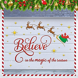 Landhoow 41 Pcs Magnetic Christmas Garage Door Decorations Christmas Garage Magnets Believe Quote Stickers Magnetic Holiday Santa Claus Reindeer Star Car Decal Magnets for Home Party Decor