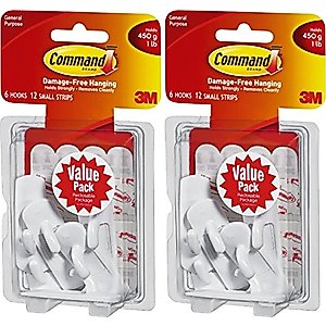 Command 17002 Small Utility, 12 Hooks, White, Count