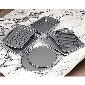 G & S Metal Products Company Ovenstuff Toaster Oven 8-Piece Bakeware Set, Gray