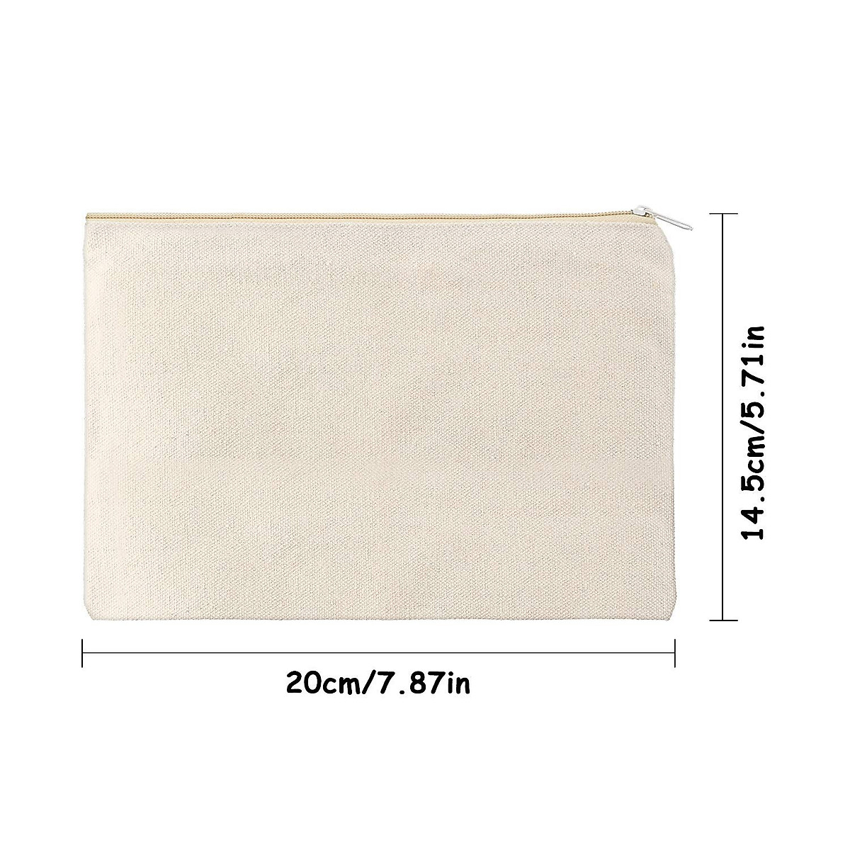 meekoo 16 Pack Multi-Purpose Cosmetics Bag with Zipper Canvas Makeup Pouches Travel Toiletry Bag Pen Pencil Bag Blank DIY Craft Bag (M, Beige)