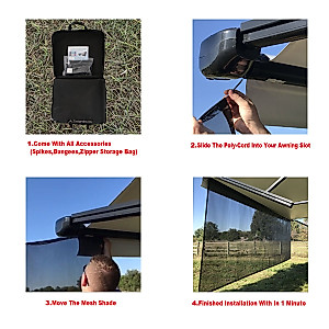 Tentproinc RV Awning Sun Screen Shade 8' X 16' 3'' Black Mesh Sunshade Complete Kits Motorhome Camping Trailer UV SunBlocker Canopy Shelter - 3 Year Warranty