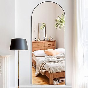 MIRUO Full Length Mirror, 59" x 20", Standing Hanging or Leaning Against Wall Floor Mirrors Body Dressing Wall-Mounted for Living Room, Bedroom with Aluminum Alloy Thin Frame, Silver.