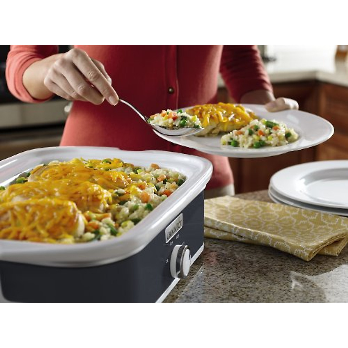 Crock-Pot 3.5 Quart Casserole Manual Slow Cooker, Charcoal
