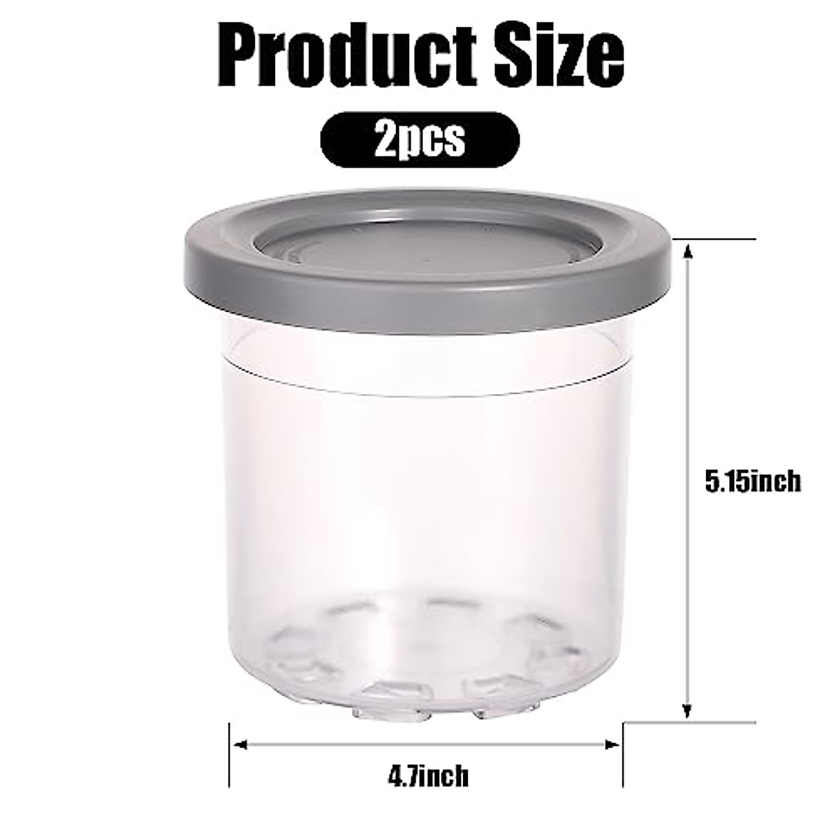 TOYMIS 2pcs Creamy Pints And Lids, Ninja Creamy Pints And Lids Ice Cream Storage Containers Ice Cream Plastic Cups Storage Compatible with NC500 NC501 Ice Cream Maker