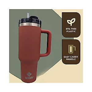 Bexsem - Stainless Steel Insulated Beer Coffee Mug Powder Coated 40oz | Tumblers with Handle | Travel-Friendly (Dark)