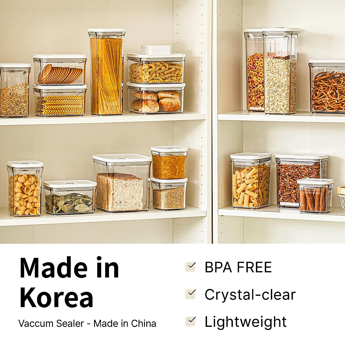 VAKUEN Premium Airtight Food Storage Containers, Rectangular 2PC(1.06qt), Smart One-Click Seal Lid, No Hinges, Patented Double Silicone Lining, 100% Leak Proof, BPA-FREE, Dishwasher, Microwave Safe