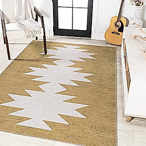JONATHAN Y WSH110B-4 Chayton Minimalist Geometric Machine-Washable Indoor Area-Rug,Scandinavian,Southwestern,Bohemian Easy-Cleaning,Bedroom,Kitchen,Living Room,Non Shedding,Light Green/Ivory,4 X 6