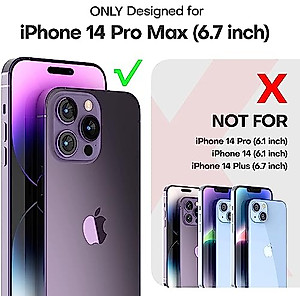 TAURI for iPhone 14 Pro Max Case, [5 in 1] 1X Clear Case [Not-Yellowing] with 2X Tempered Glass Screen Protector + 2X Camera Lens Protector, [Military-Grade Drop Protection] Phone Case 6.7 Inch