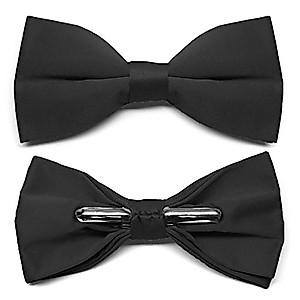 tiemart Men's Pre-Tied Clip-On Bow Tie (Black)