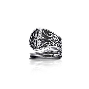 Zaoune Spoon Rings for Women Vintage Dragonfly, Cross Spoon Rings, Sunflower Spoon Rings Boho Victorian Thumb Jewelry