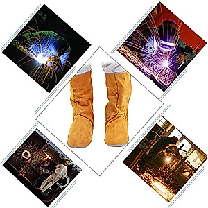 Welding Spats 1 Pair Leather Welding Boot Covers Retardant Welding Boot Cover Welder Leg Foot Safety Protection Safety Boot Cover Leg Foot Protection Cover