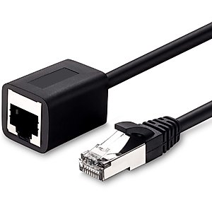 Ruaeoda Ethernet Extension Cable 25 Ft, Shielded Network Cat6 Extension Patch Cable RJ45 Cords Shielded Male to Female Connector