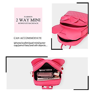 KL928 Girls Mini Backpack Bowknot Polka Dot Cute Small Daypacks Convertible Shoulder Bag Purse for Women