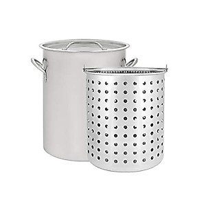 CONCORD 42 QT Stainless Steel Stock Pot w/Basket. Heavy Kettle. Cookware for Boiling (42)