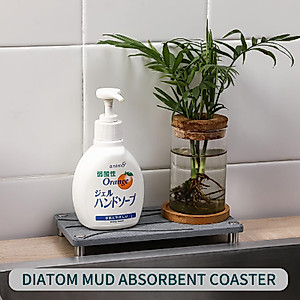 Lirongxing 3 Pack Drying Trays with Feet, Water Absorbing Stone Trays Diatomite Tray Instant Dry Sink Coasters, Kitchen Sponge Hand Soap Holder Countertop Fast Drying Counter Tray Stripe Drying Mat