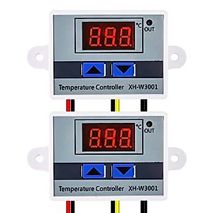 2Pcs Digital LED Temperature Controller Module 220V Digital Thermostat Switch Electronic Thermostat with Waterproof Probe Programmable Heating Cooling XH-W3001