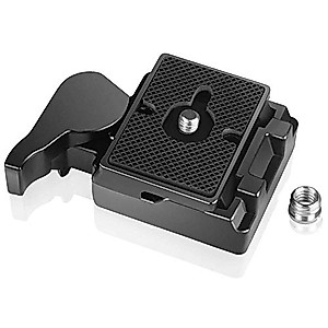 UTEBIT 323 RC2 Quick Release Plate Compatible with Manfrotto 200PL-14 QR Plates Adapter with Rapid Connect Clamp and 1/4'' to 3/8'' Screw for DSLR Camera Tripod Ball Head