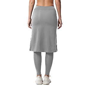 Women's Modest Long Skirt with Attached Leggings Pockets Midi Cover Up Workout Skirted Capris LGY XL Light Grey
