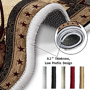 Western Kitchen Runner Rug Sets 2 Piece, Rustic Texas Star Absorbent Bathroom Rugs, Farmhouse Floor Mats Retro Brown Beige Non-Slip Door Mat for Bedroom/Hallway/Laundry, 15.7"Wx23.6"L+15.7"Wx47.2"L