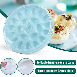 HAKSEN Deviled Egg Tray with Lid, Deviled Egg Platter Container Carrier 22 Slots for Refrigerator Home Kitchen Supplies