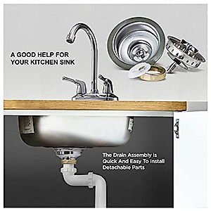 Highcraft 9763 Kitchen Sink (3-1/2 Inch) Stainless Steel Drain Assembly with Strainer Basket Spin and Seal with Threaded Stopper