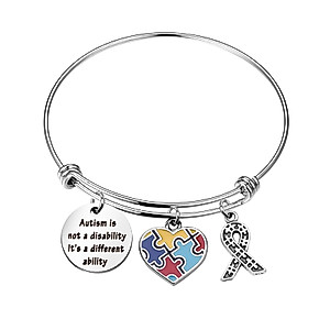 ENSIANTH Autism Awareness Bracelet Autism Puzzle Piece Jewelry Encouragement Gift for Autistic (Autism Bracelet)