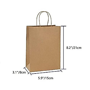 ysmile 24 ct Gift Kraft Paper Bag with Handle for Birthday Party Favor for Present in Bulk 8.2x5.9x3.1 from Yellow