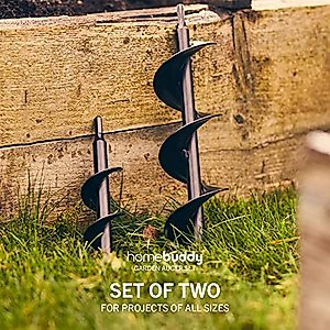HomeBuddy Garden Auger Drill Bit Set - 3x12 and 2x7 Inch Drill Auger Bit for Planting, Hole Digging, Sturdy Bulb Planter Tool with Non-Slip Hexagon Chuck, Spiral Soil Auger
