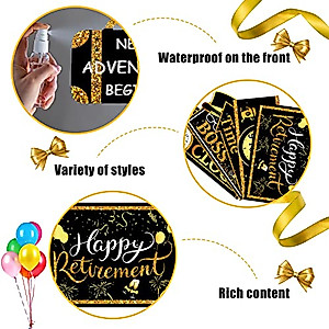 20 Pieces Retirement Party Sign Happy Retirement Party Directional Sign Retired Yard Sign Retirement Hanging Cards for Happy Retirement Party Supplies, 10 Styles (Black, Gold, White)