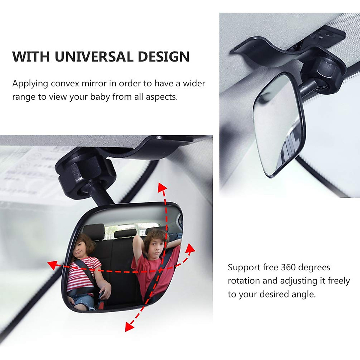 Garneck Baby Mirror for Car Back Seat 360 Wide Angle Car Mirror for Baby with Rear Facing Back Seat Full View for Toddler Children