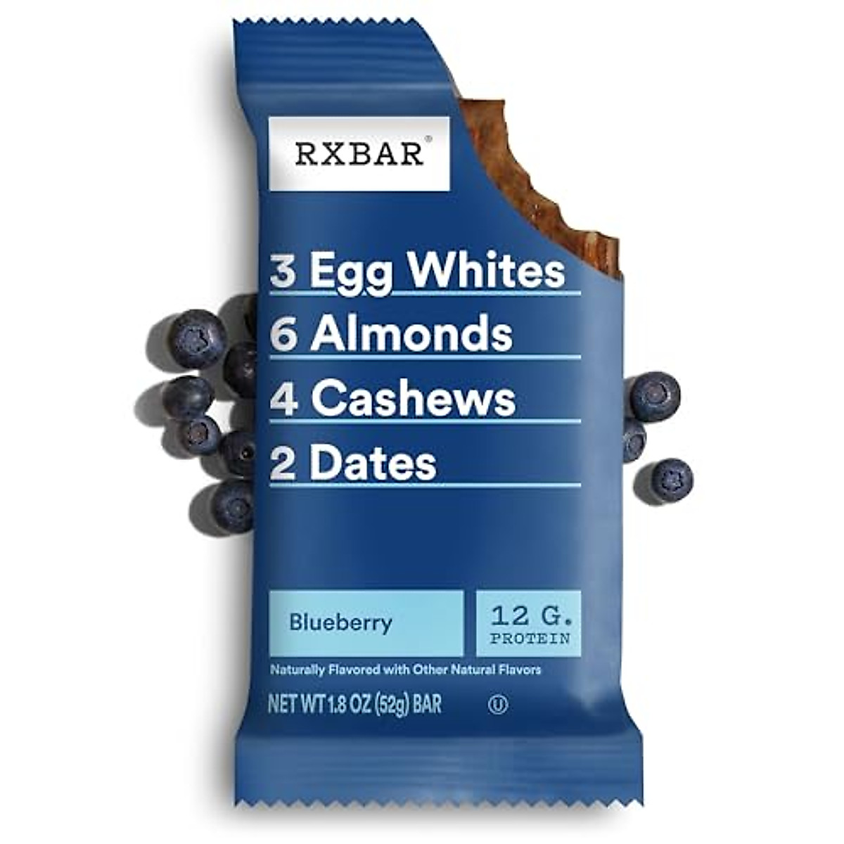 RXBAR Protein Bars, Protein Snack, Snack Bars, Blueberry, 22Oz Box (12 Bars)