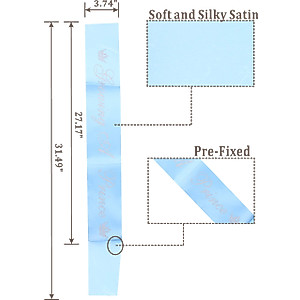 MEANT2TOBE Baby Shower Decoration for Mom To Be and Dad To Be, Blue Flowers style Tiara + Blue & White Sash + Blue & White Dad to be pin, Maternity Gift for Her and Him, mommy to be sash