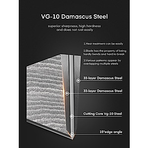 Knife Set, FOHERE 7-Piece Damascus Kitchen Knife Set, 67-Layer Japanese Knife VG10 Damascus Steel, Sharp Kitchen Knife Set with Non-slip ABS Handle, Kitchen Shears