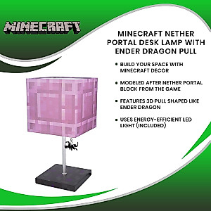 Minecraft Nether Portal Desk Lamp with Ender Dragon Pull