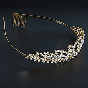 Wedding Tiara with Comb Bridal Shining Rhinestones Crystal Headband Pageant Princess Bridal Prom Decoration Party Wear Gold for Valentine's Day Mother's Day Christmas Gifts