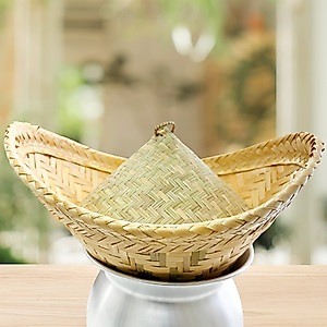 PANWA Sticky Rice Cooking Set Bamboo Steamer Basket with 24’’ Cheesecloth, Wicker lid, and Kratip Chocolate Toned
