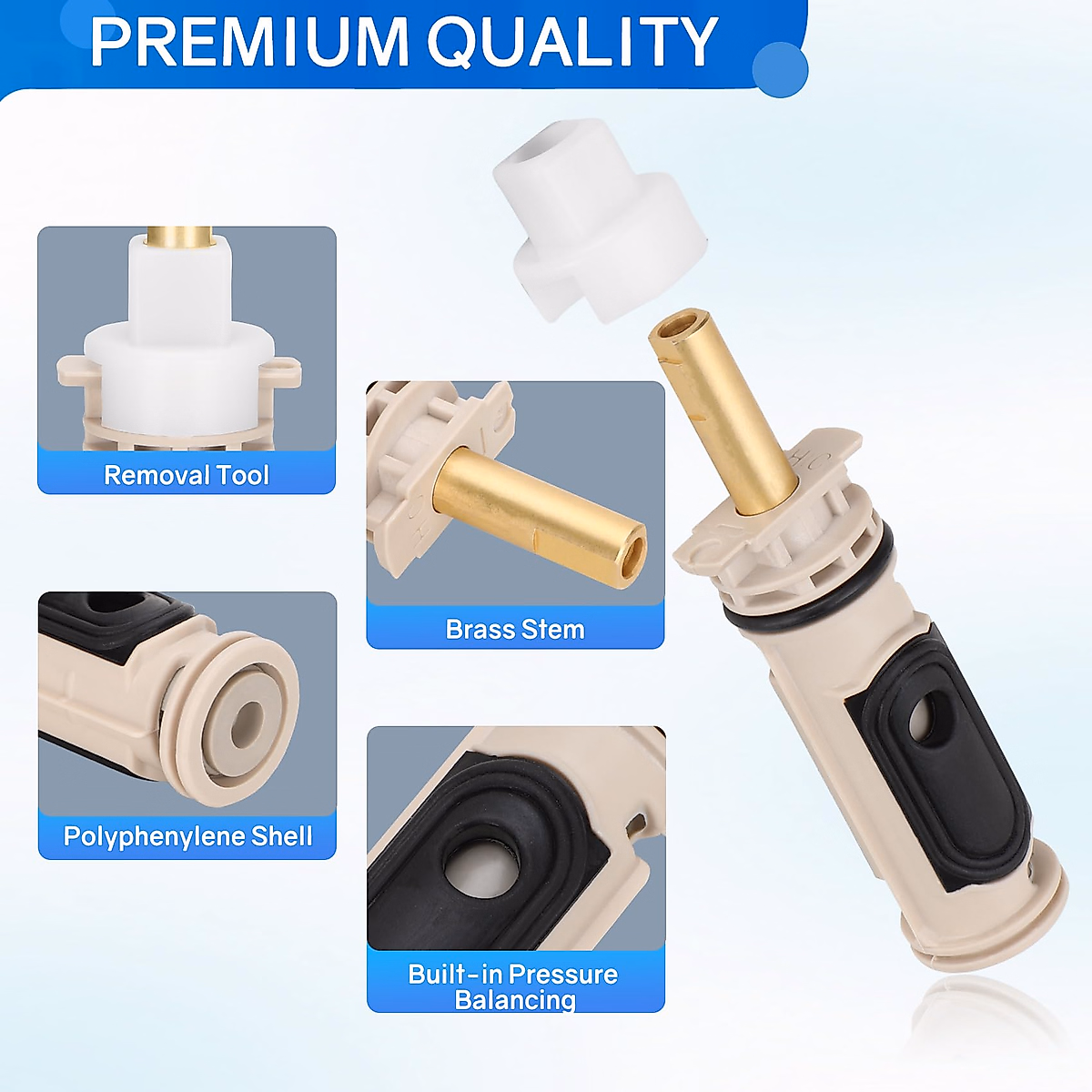 1222 Replacement Cartridge Kit for Moen One-Handle Posi Temp Faucets,Replacement Compatible with Moen Tub Shower,Durable Brass(Silicone Oil Included,Retainer Clip,Installation Instructions)-2PCS