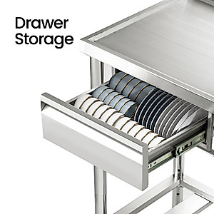 YORKING Stainless Steel Utility Sink, Free Standing Single Bowl Kitchen Sink with Cold and Hot Water Pipe for for Laundry Room Farmhouse Indoor and Outdoor Sink (47 inch)