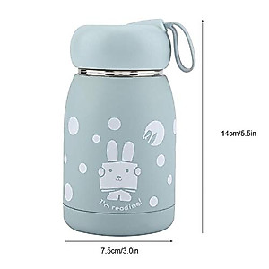 KUIKUI Lovely Rabbit Thermos Water Bottle, Stainless Steel Kids 12oz 320ml Vacuum Cup Mug Insulated Bottle for Home School Picnic Travel Outdoor (Blue)