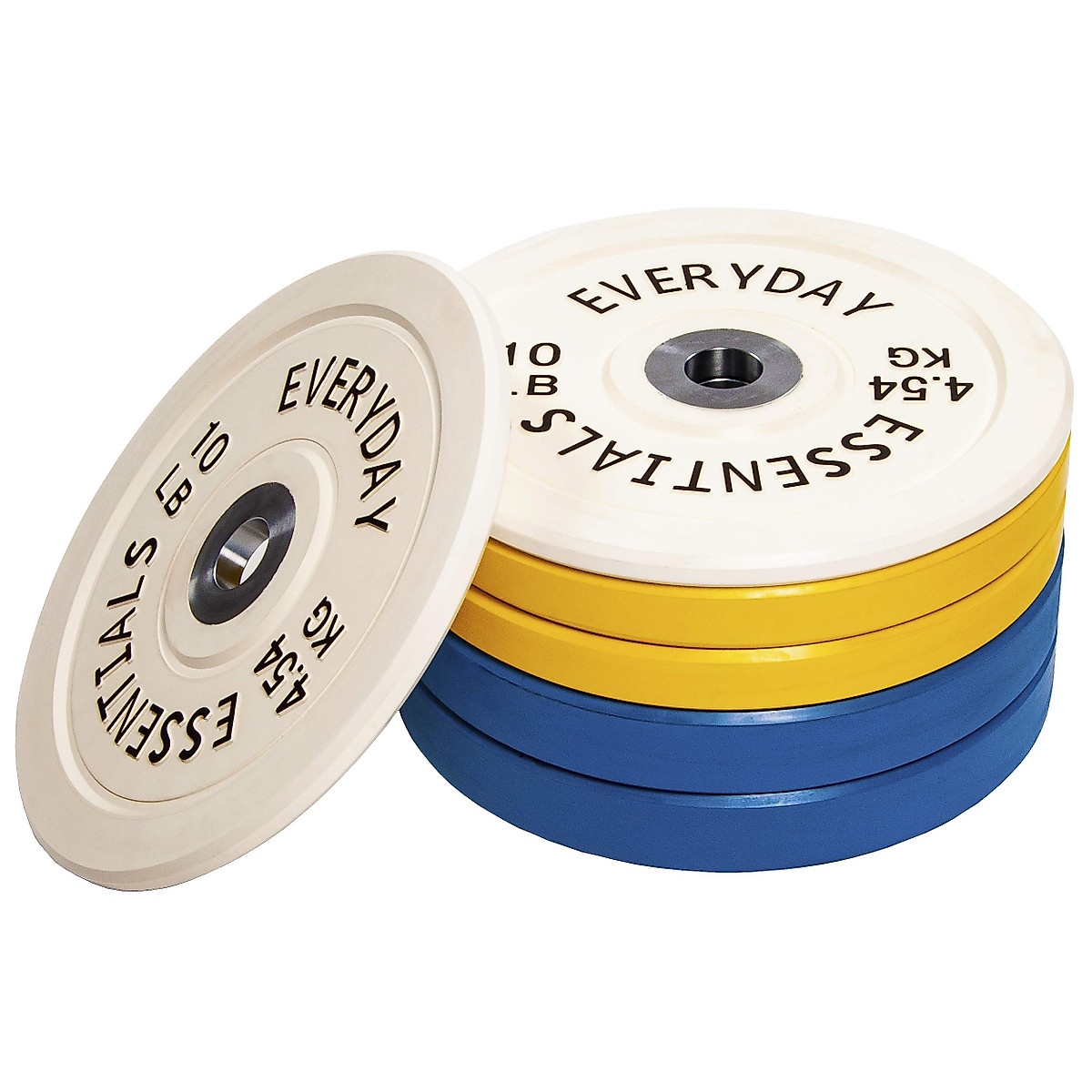 BalanceFrom Everyday Essentials Color Coded Olympic Bumper Plate Weight Plate with Steel Hub, 160 lbs Set