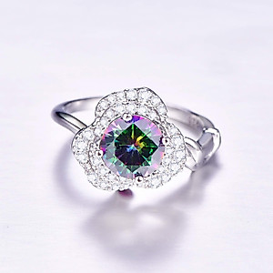 Narica Women's 925 Sterling Silver Filled Round Cut Rainbow Topaz Rings Size 10
