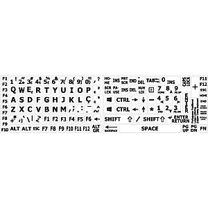 PORTUGUESE BRAZILIAN LARGE LETTERING (UPPER) KEYBOARD STICKERS WHITE BACKGROUND FOR DESKTOP, LAPTOP AND NOTEBOOK
