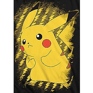 Pokemon Mad Engine Young Men’s Pokémon Pikachu Electric Static Power T-Shirt, Black, 3XL
