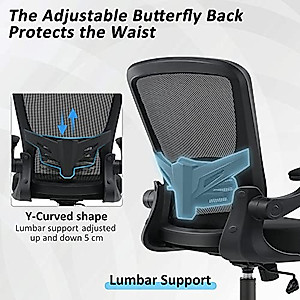 FelixKing Office Chair, Ergonomic Desk Chair with Adjustable Height and Lumbar Support Swivel Lumbar Support Desk Computer Chair with Flip up Armrests for Conference Room (Black)